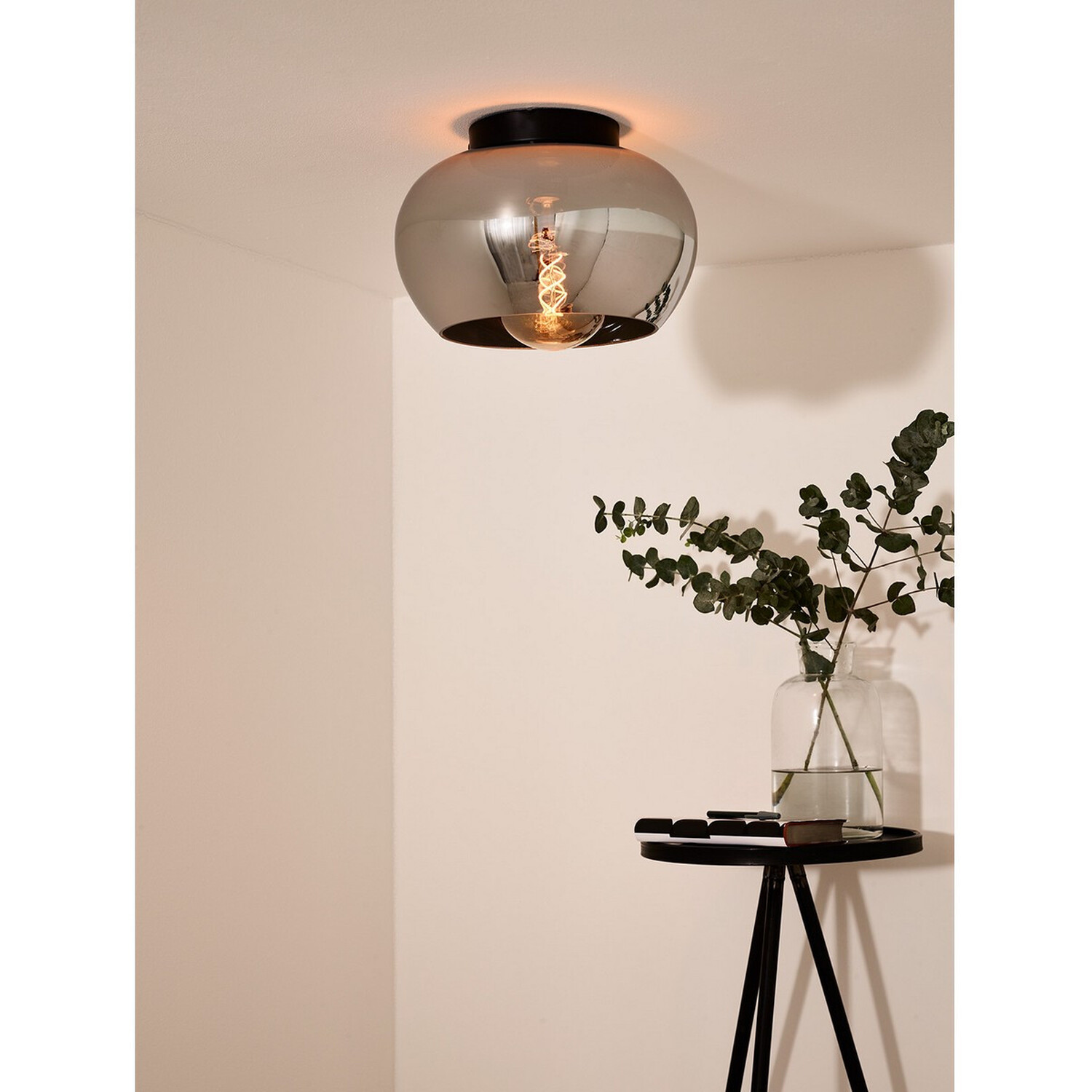 Judi Modern Flush Ceiling Light Smoke Grey