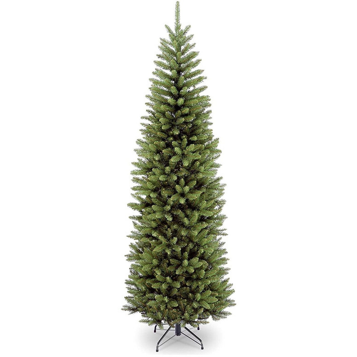 Green Pencil Slim Artificial Christmas Tree with Solid Metal Stand