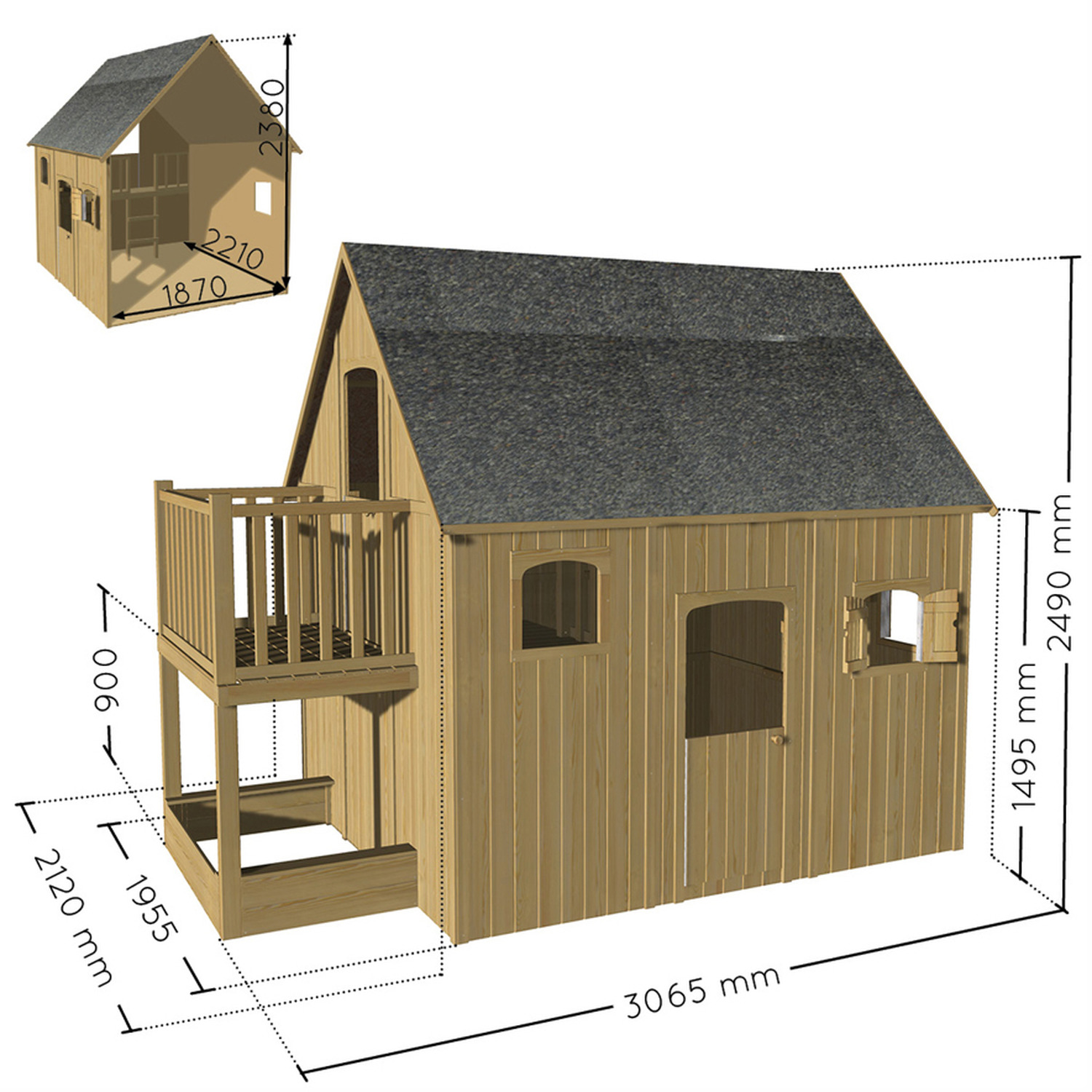 Duplex Two Storey Playhouse with Balcony