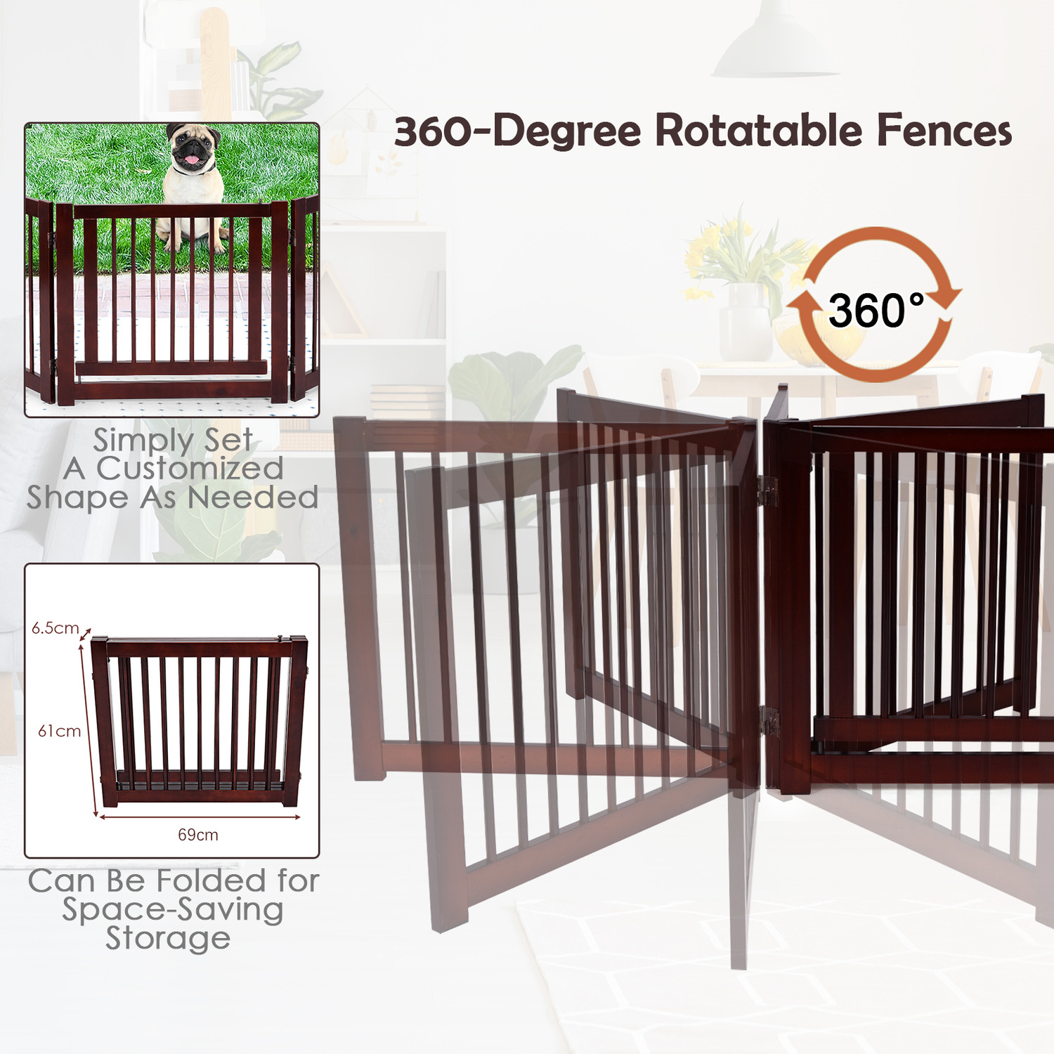 3 Panel Pet Gate Dog Safety Fence