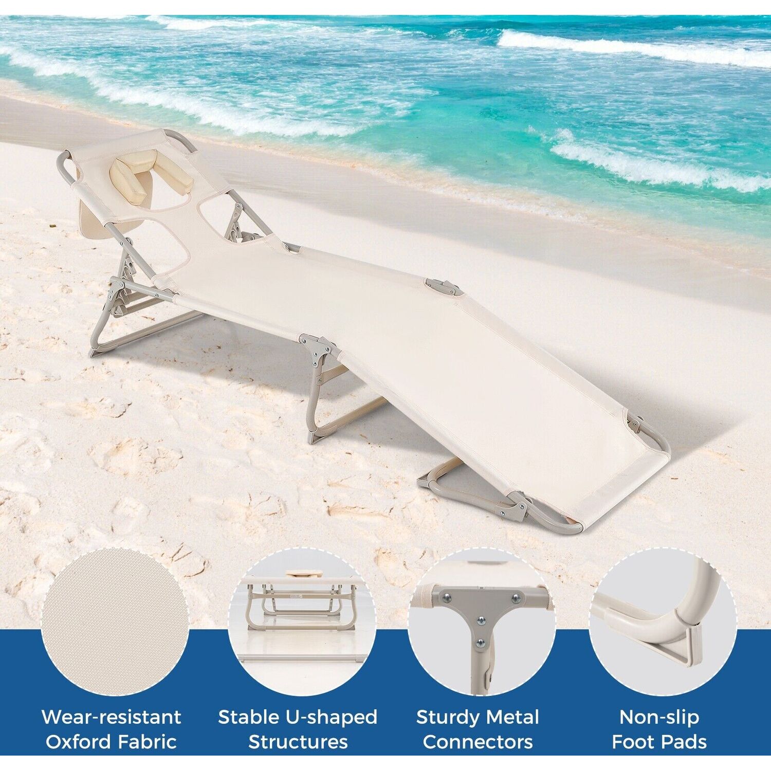 Patio Chaise Lounge Chair Folding Beach Lounger