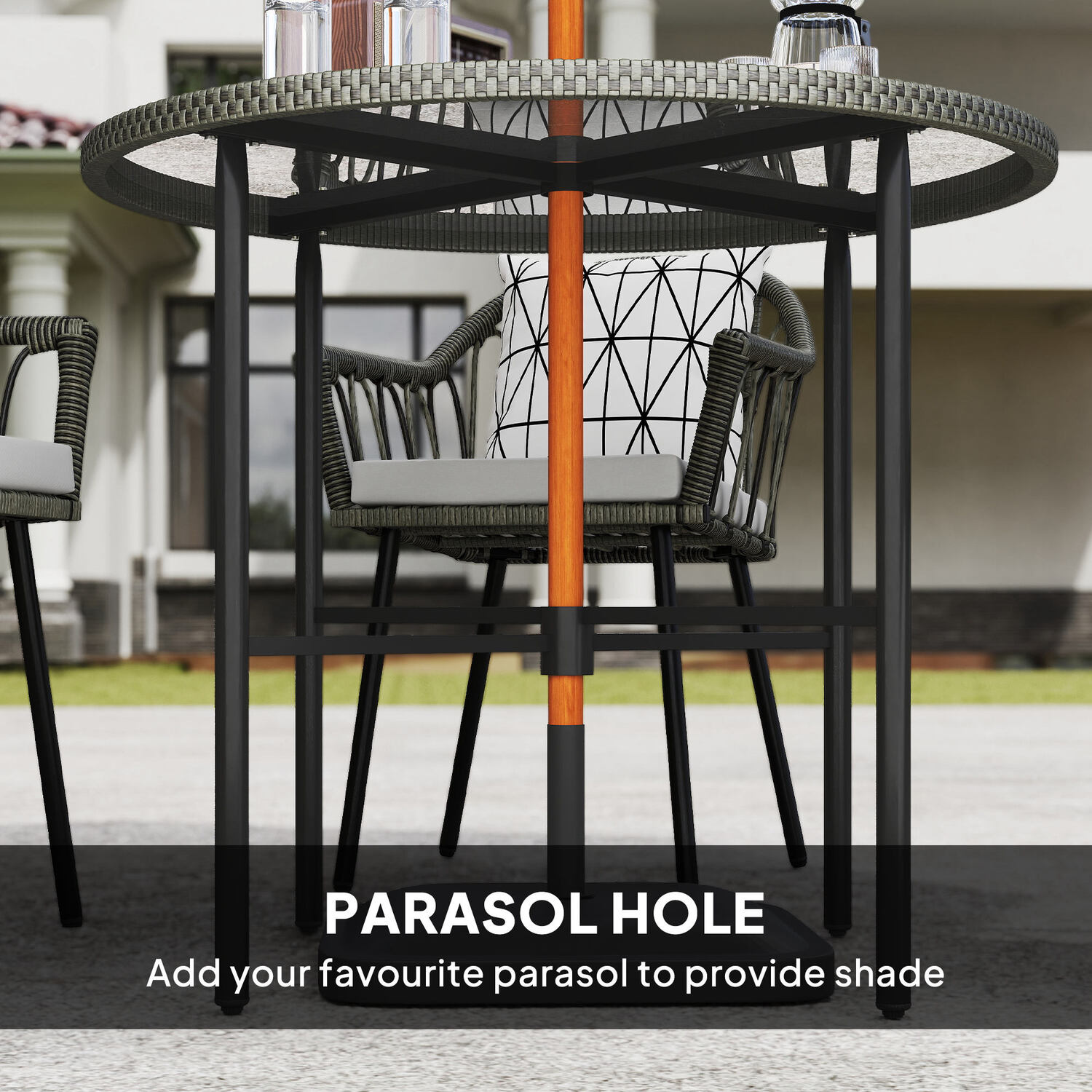 Outsunny 5 Piece Patio Rattan Dining Set with Cushions