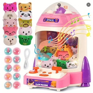 Mini Rocket Claw Machine Toy with Plush Dolls and Capsules