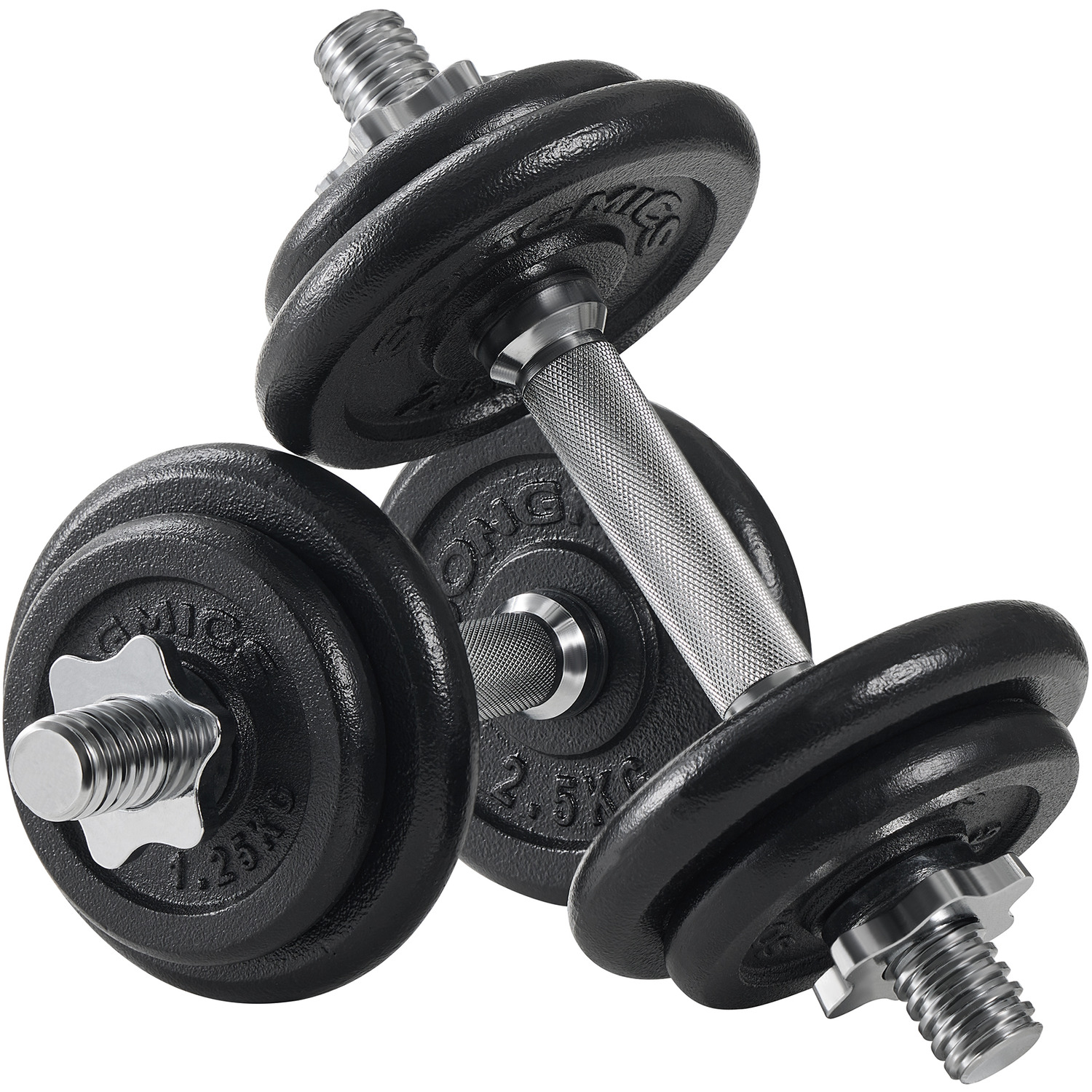Set of 2 Cast Iron Dumbbells, 2 x 10 kg Weight Plates