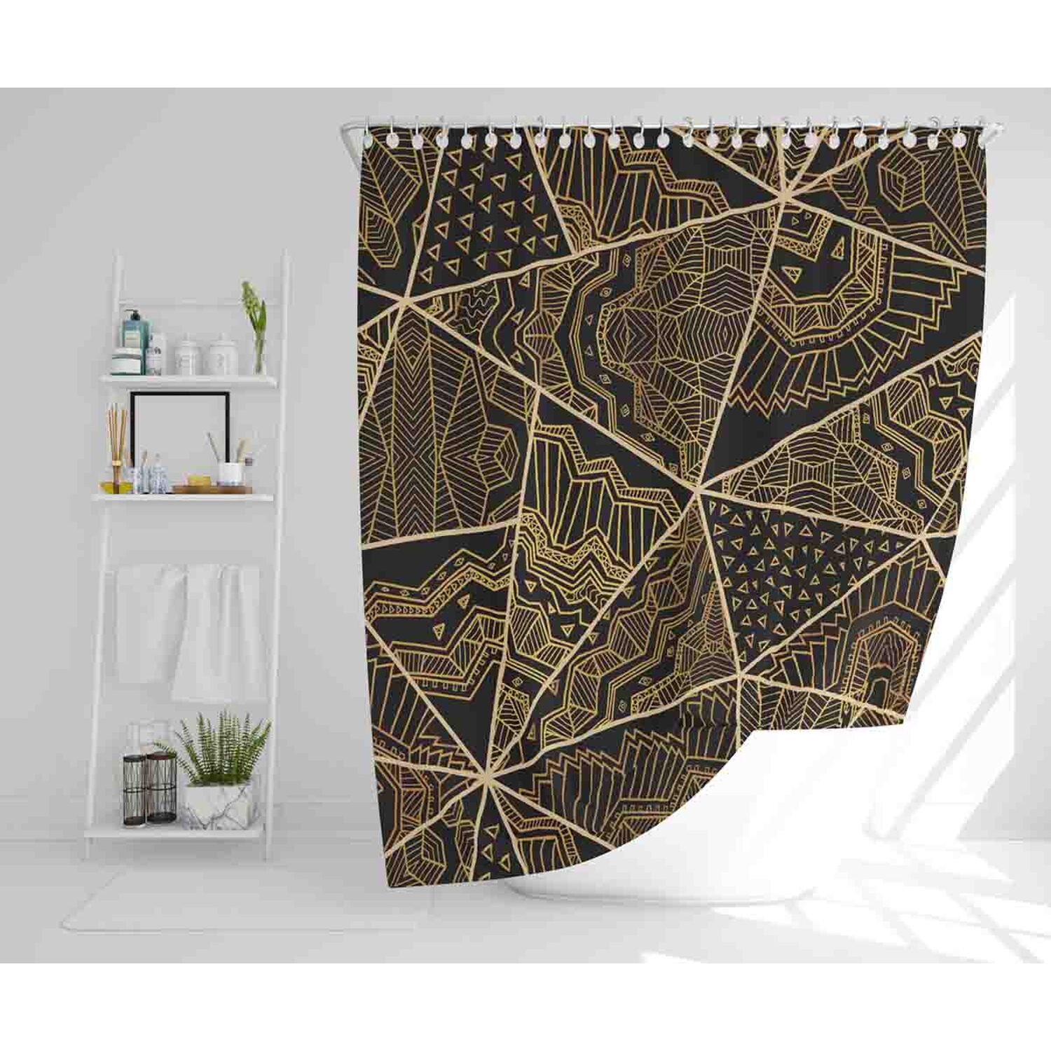 Geometric Triangles With Patterns Shower Curtain