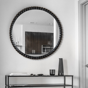 Paragon Wall Mirror Decorative Mirror Metal Frame, Black, 61cm Round.