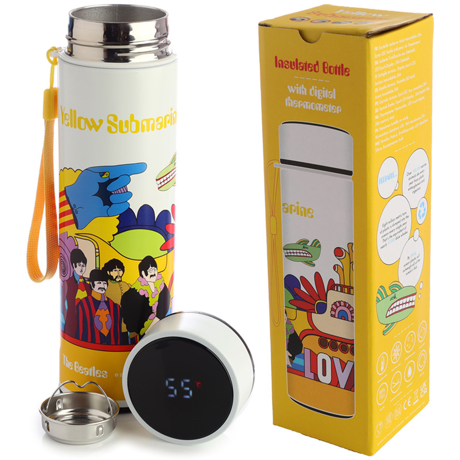 Reusable Insulated Bottle Digital Thermometer - Yellow Submarine