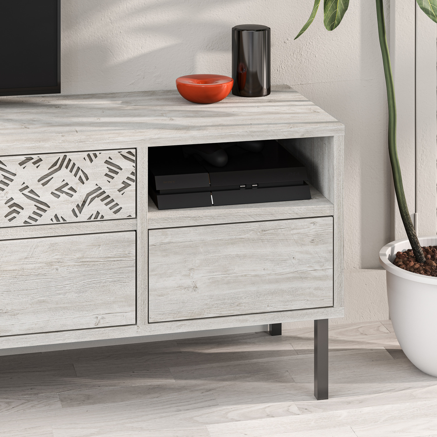 Heaton Modern TV Stand Multimedia Centre TV Unit With Storage