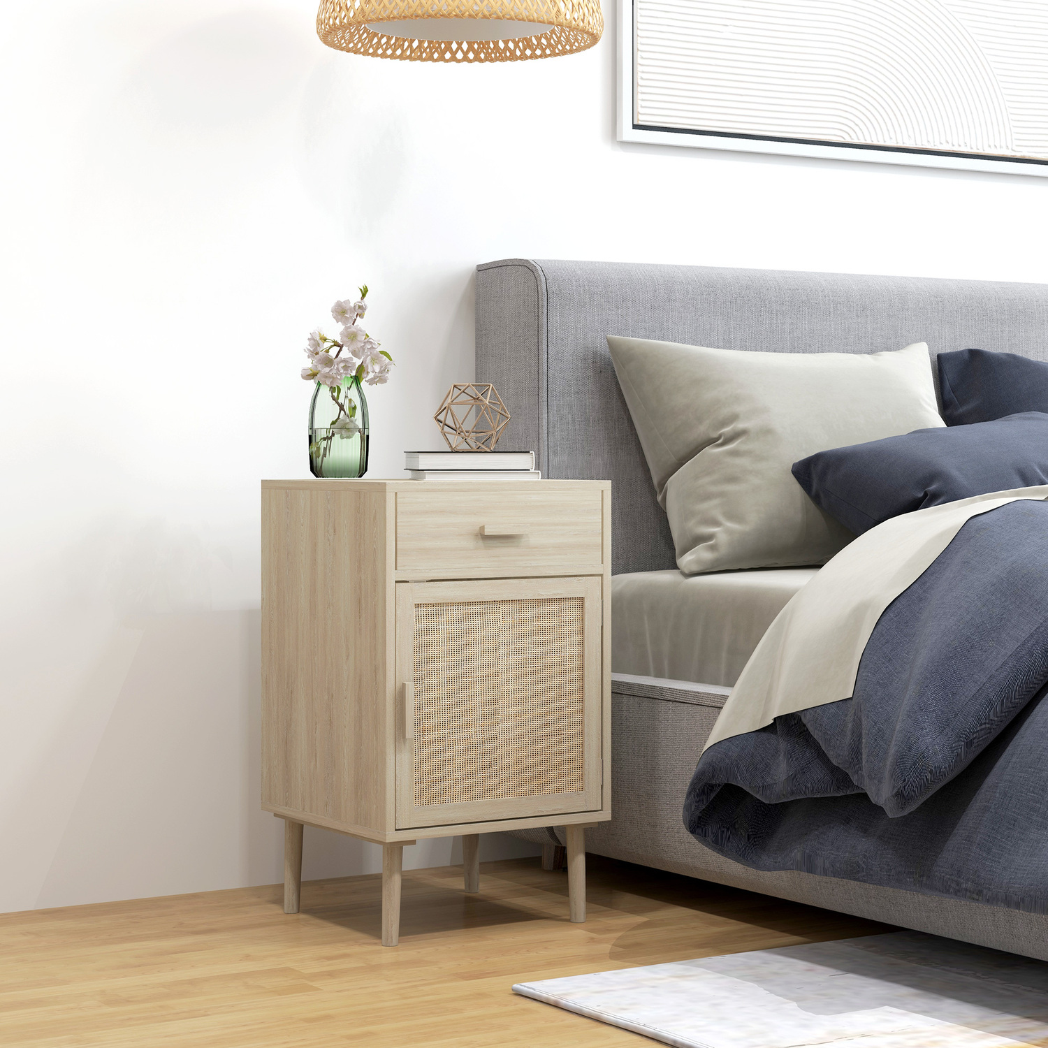 HOMCOM Bedside Table with Drawer