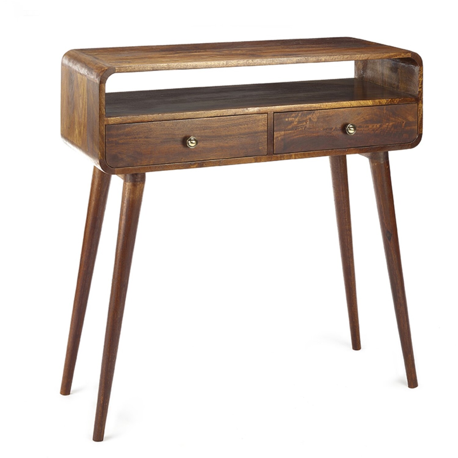 Dark Finish Two 2 Drawer Console Hall Telephone Table H90 x W90 x D36