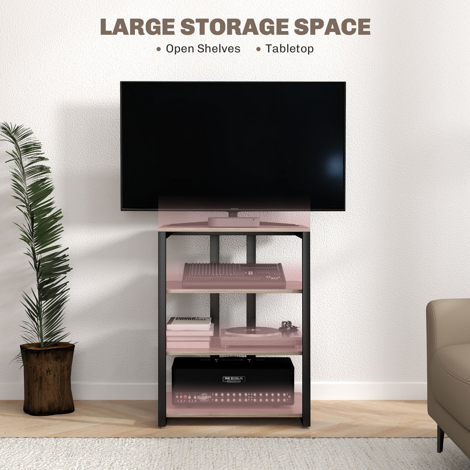 HOMCOM Corner TV Unit with Open Shelves and Extension Lead Holder