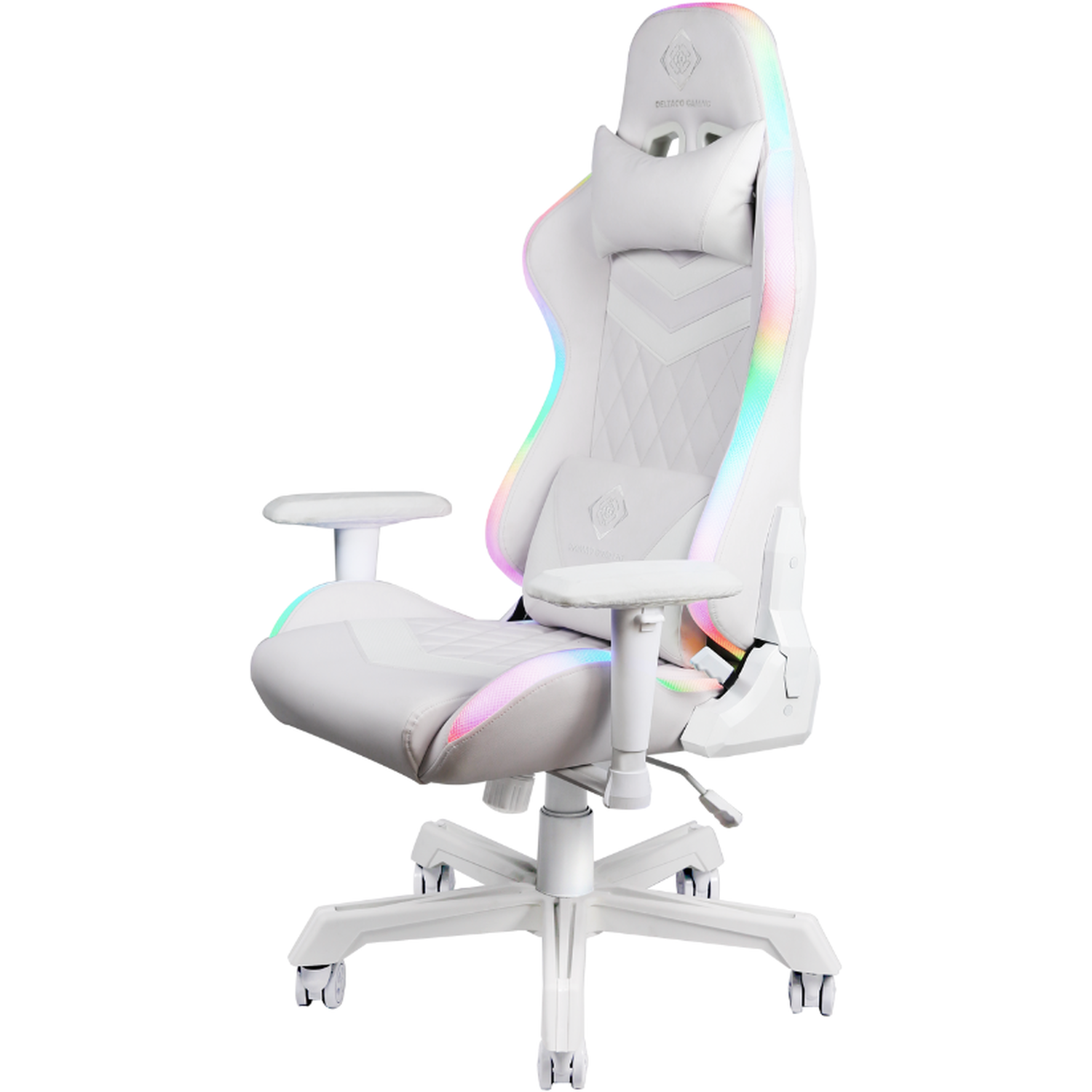Deltaco Gaming WCH90 White Line RGB Leather Gaming Chair