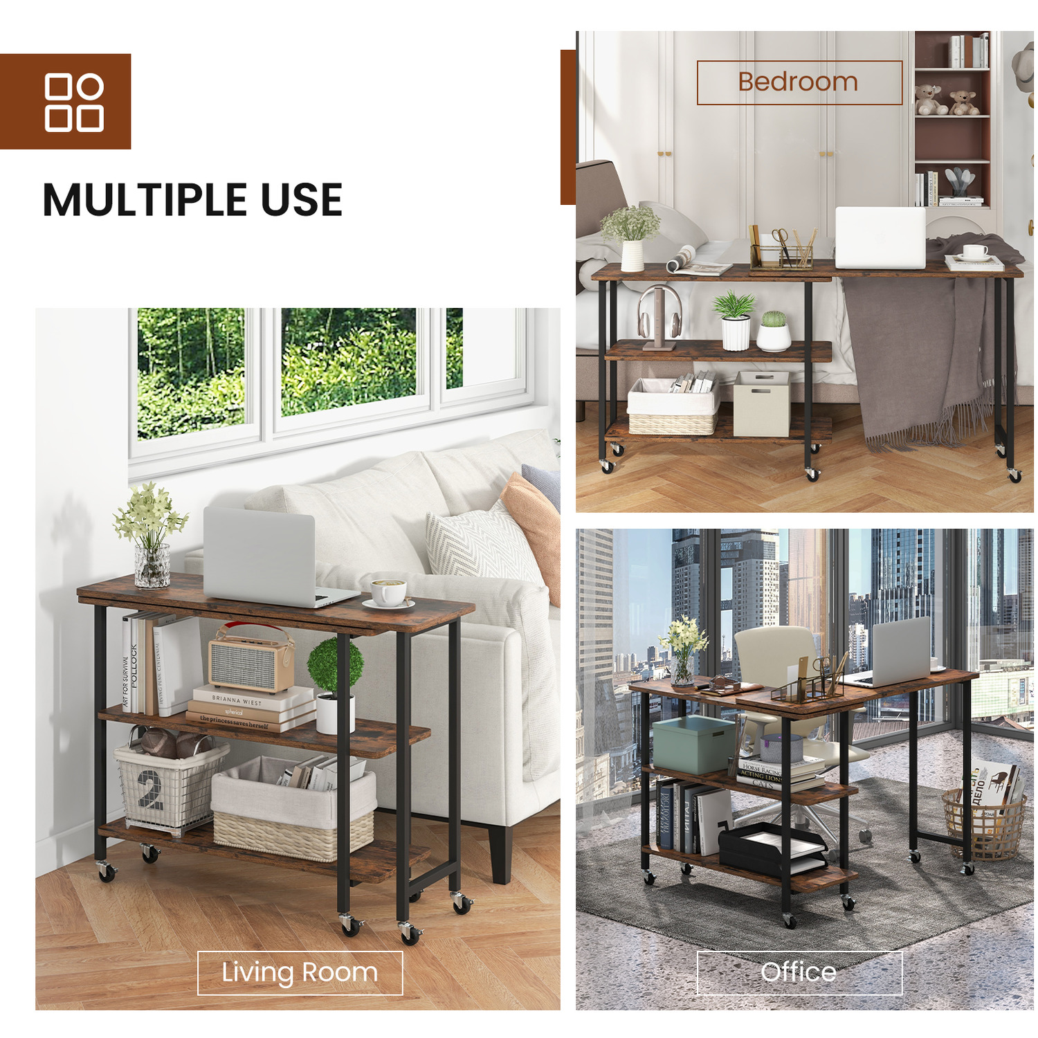 Corner Computer Desk Rotating Sofa Side Table Writing Desk