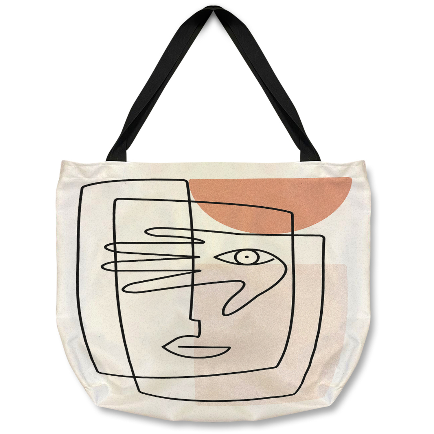 line drawing of face and hand Designer Tote bag
