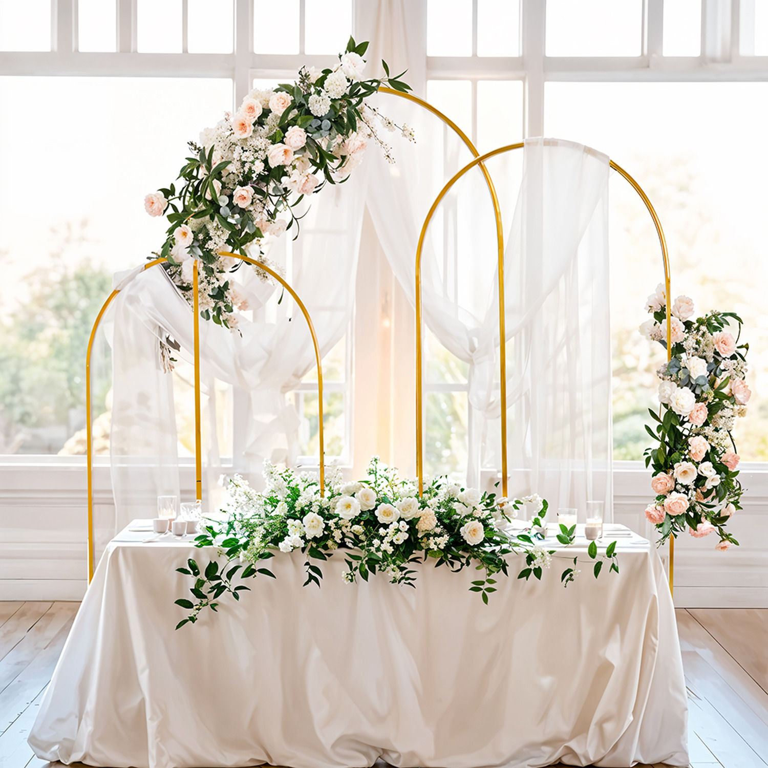 3-Piece Carbon Steel Arched Wedding Backdrop Stand