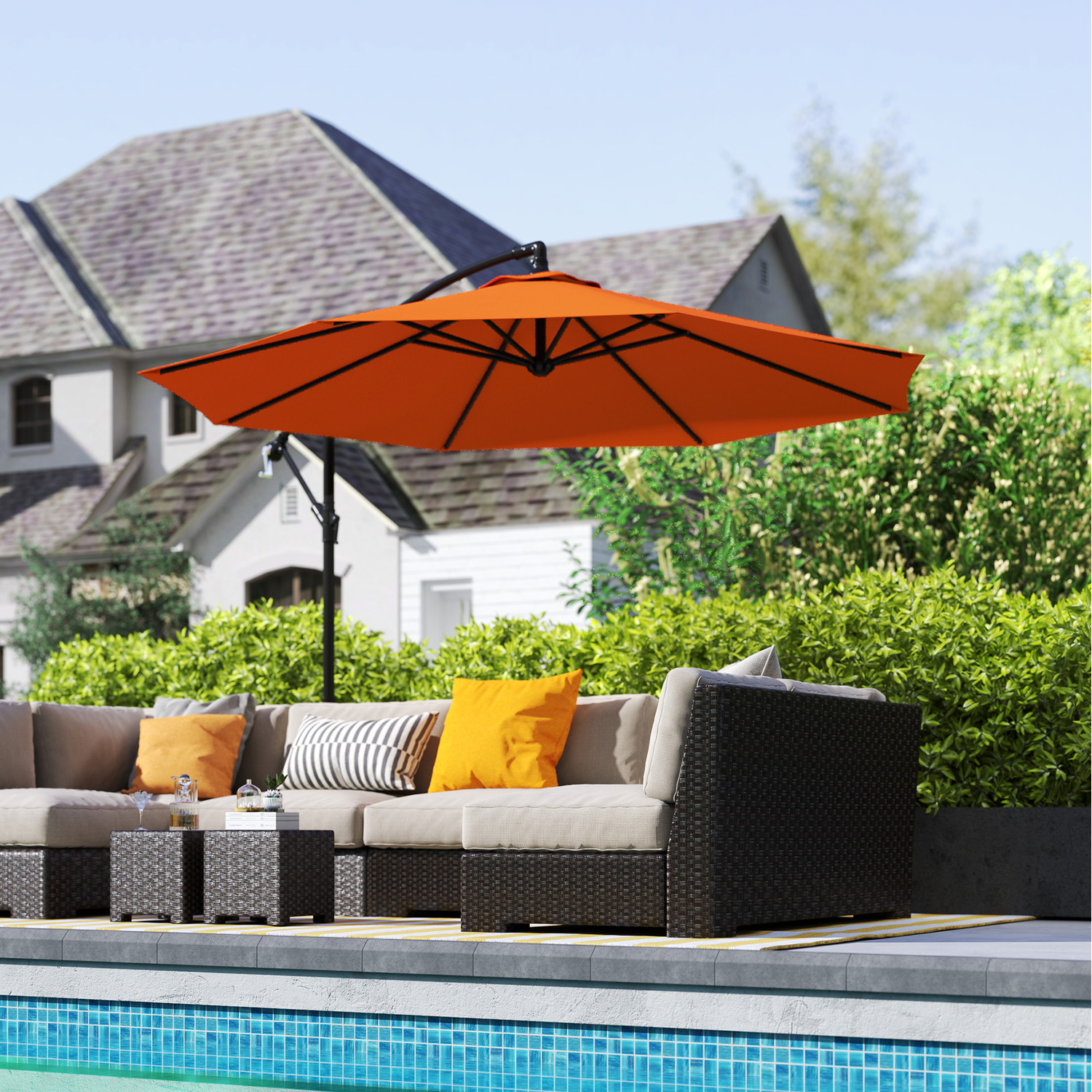 Outsunny 3m Garden Parasol Sun Shade Cantilever, 84D-096BU