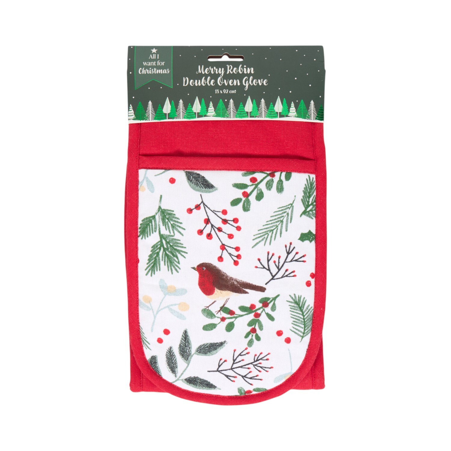 Mistletoe Robin Double Oven Glove