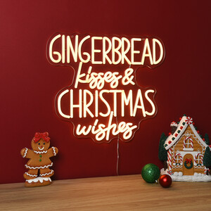 Gingerbread Kisses Xmas LED Neon Sign