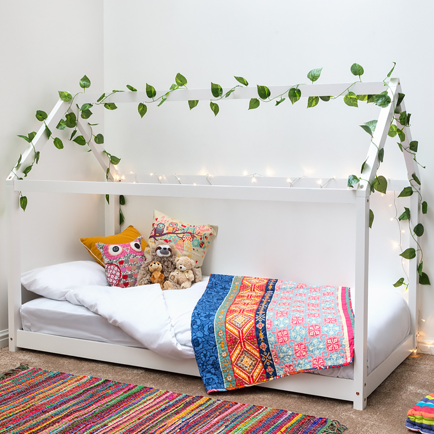 Treehouse House Style Solid Pine Kids Wooden Bed Frame