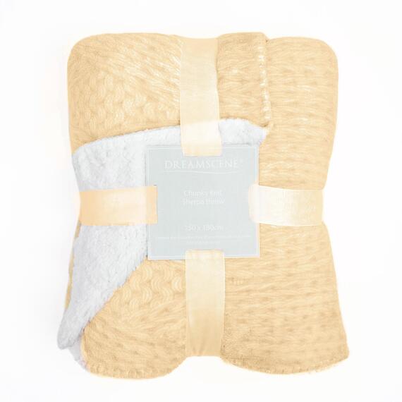 Dreamscene Chunky Knit Print Sherpa Fleece Throw