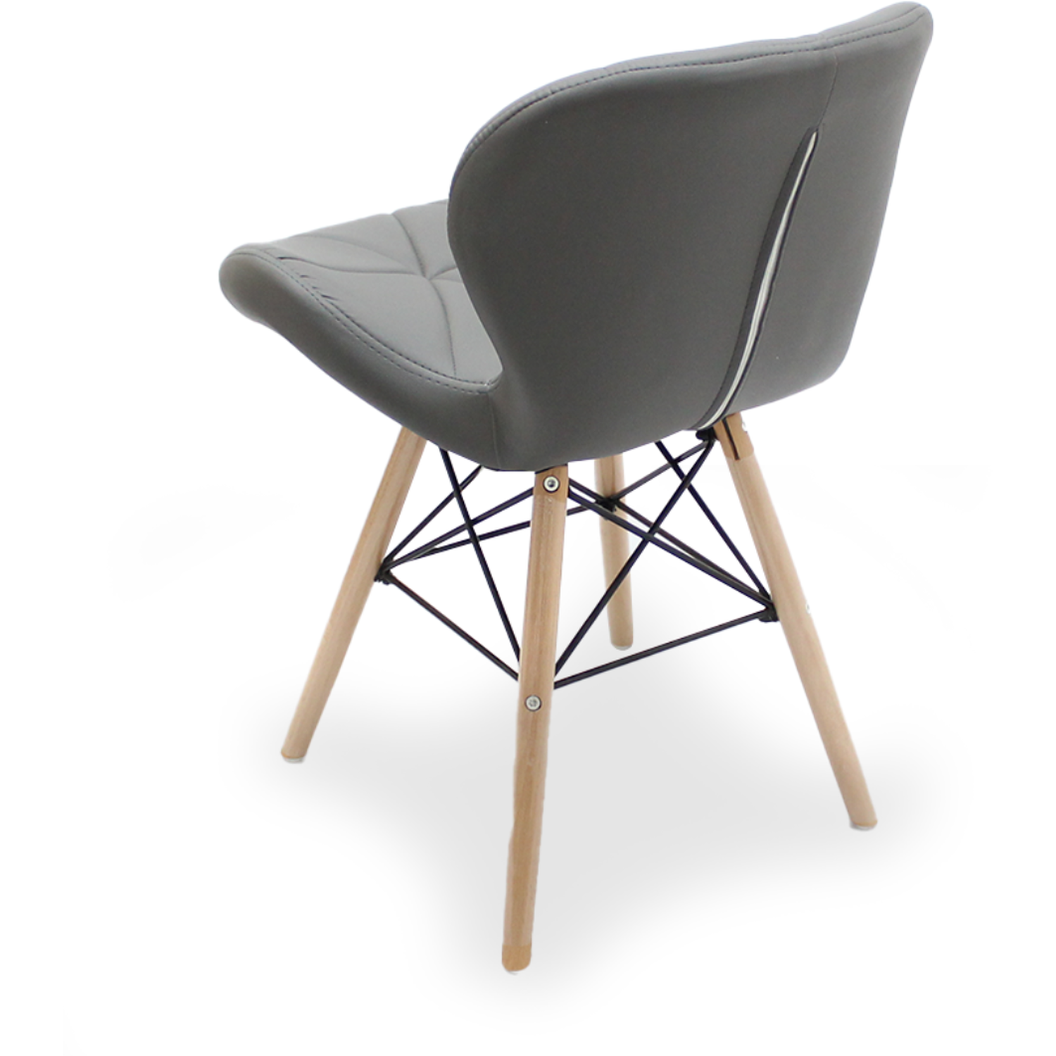 Set of 2 Cecilia Eiffel Faux Leather Dining Chairs Padded with Button ...