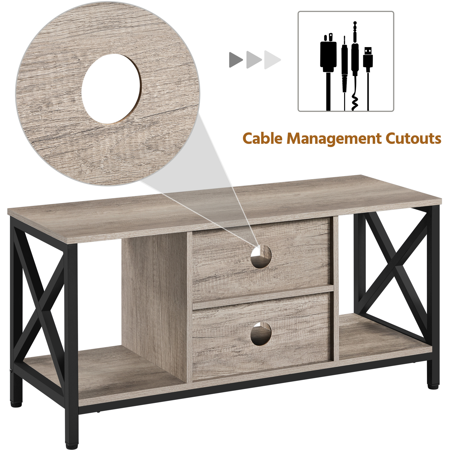 Industrial TV Stand with X-Shape Structures