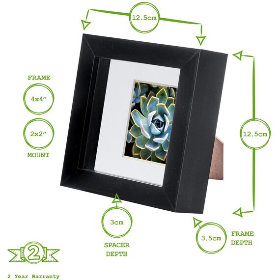 3D Box Photo Frame - 4x4" with 2x2" Mount - Pack of 5