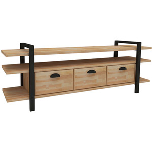 TV Stand Handmade Solid Pine Wood Metal TV Stand and Media Console Miles
