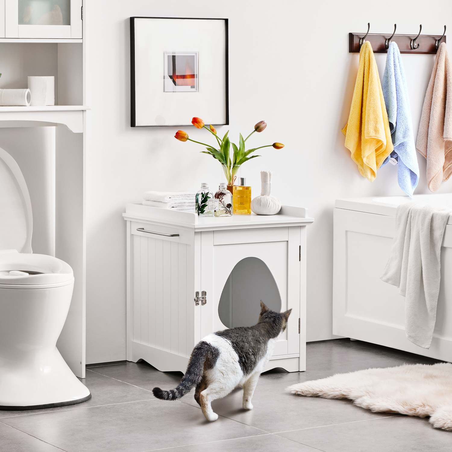 Indoor Cat Litter Box Furniture Enclosure