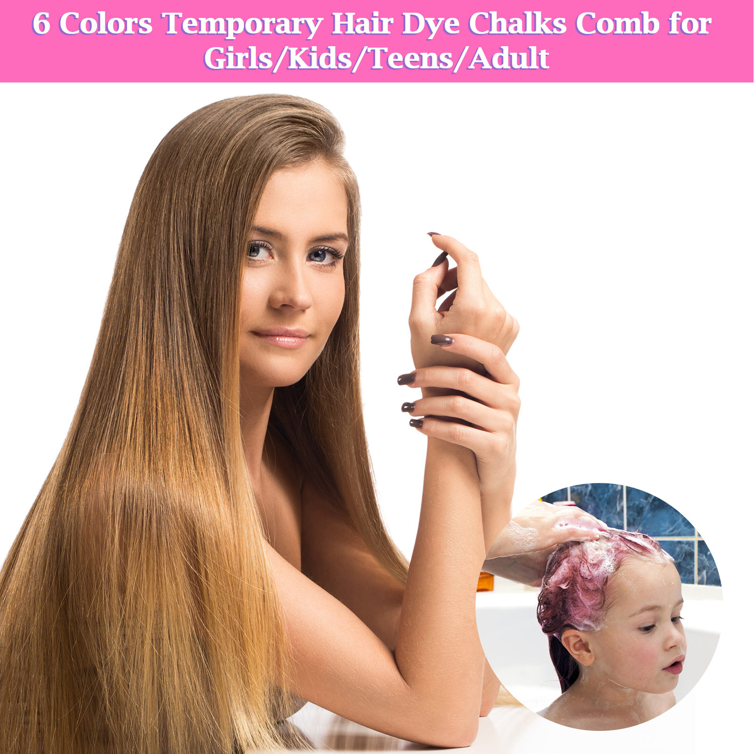 New Hair Chalk Comb Temporary Hair Colour Dye for Girls Kids