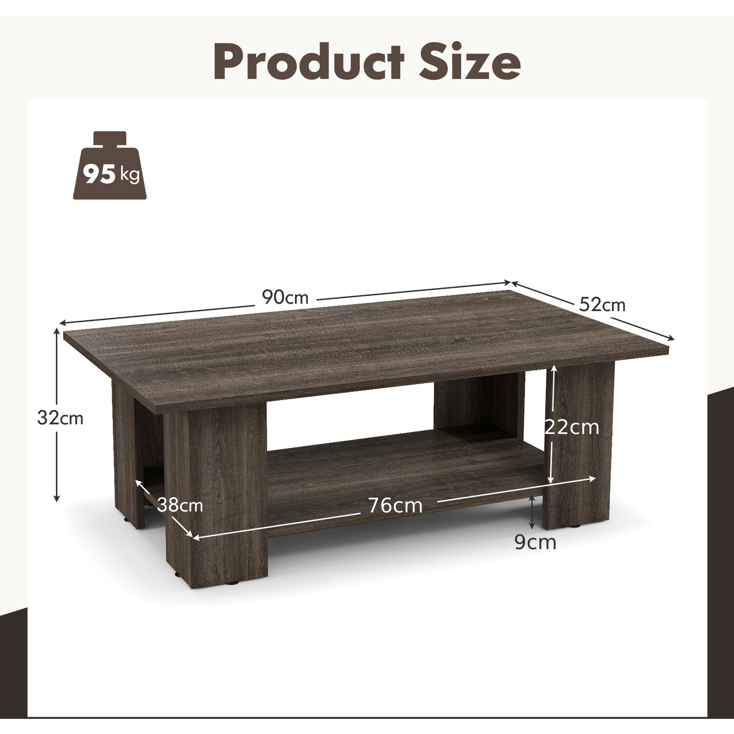 2-tier Modern Coffee Table Center Cocktail Table