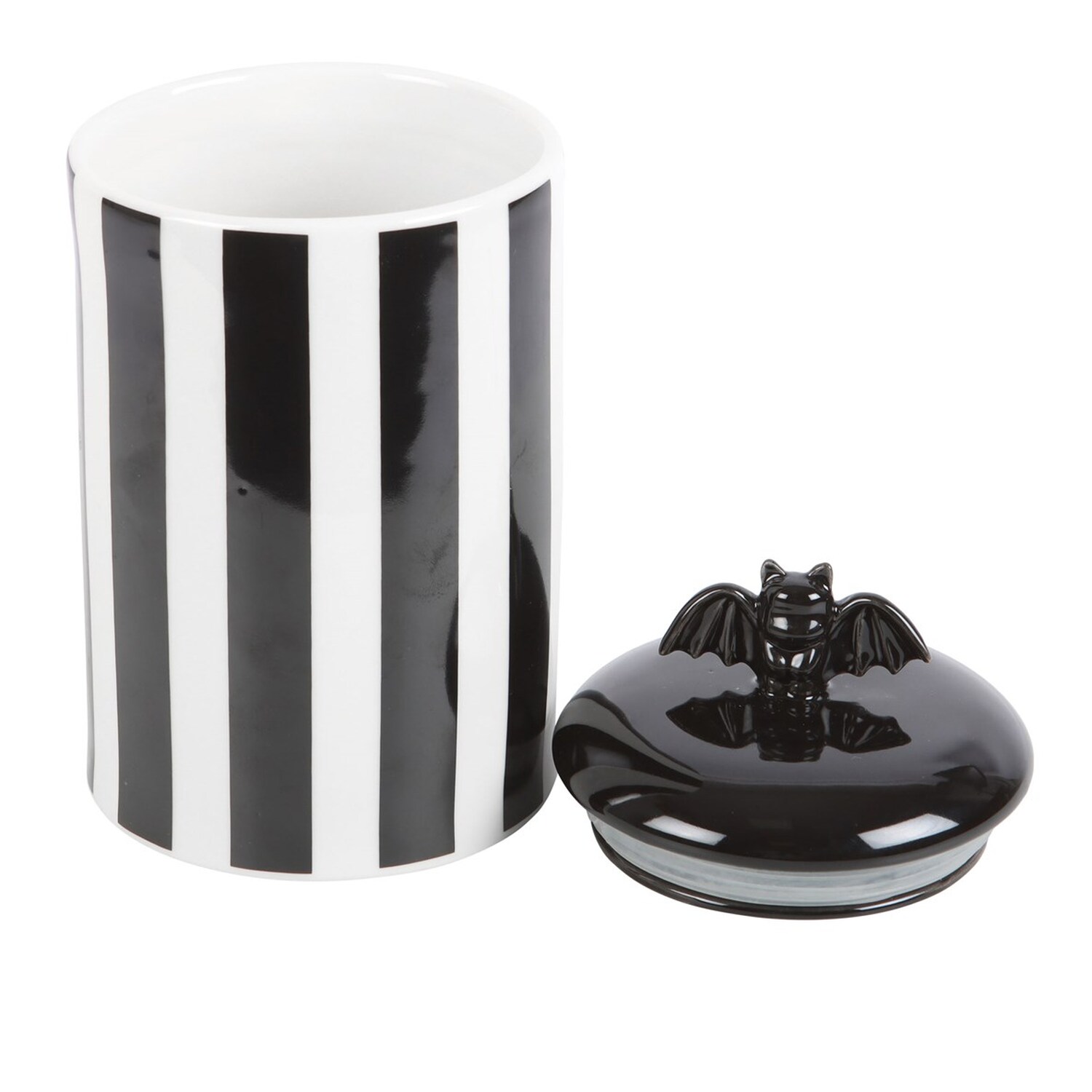 Black And White Striped Bat Storage Jar