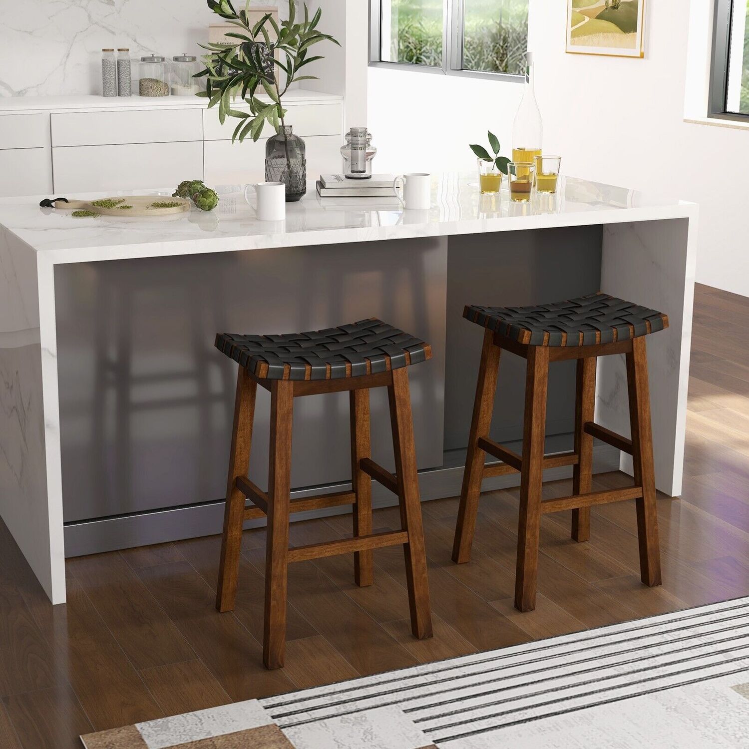 2Pcs Backless Dining Chairs