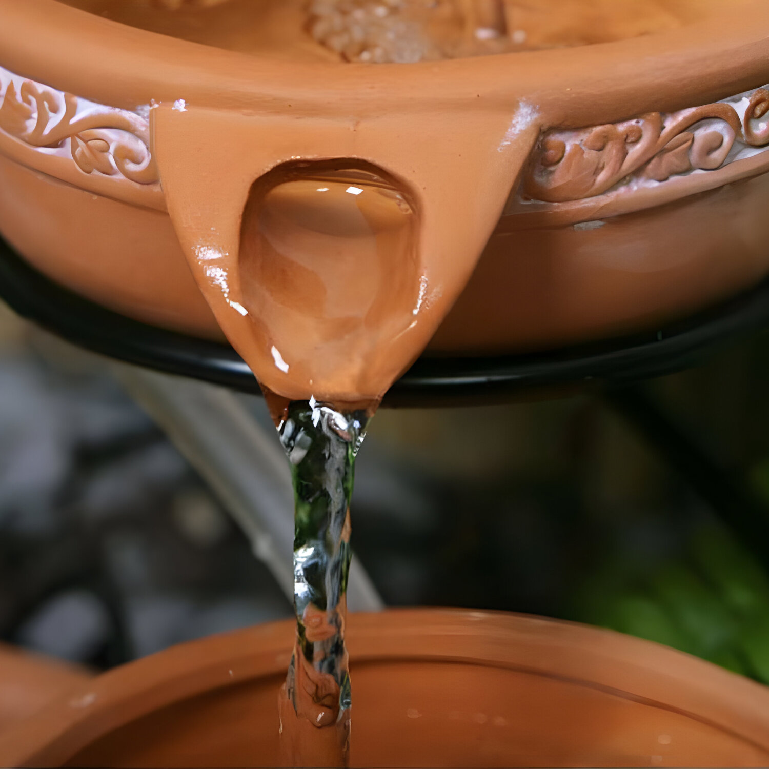 Primrose Ladonas Terracotta Solar Powered Water Feature Battery Backup ...