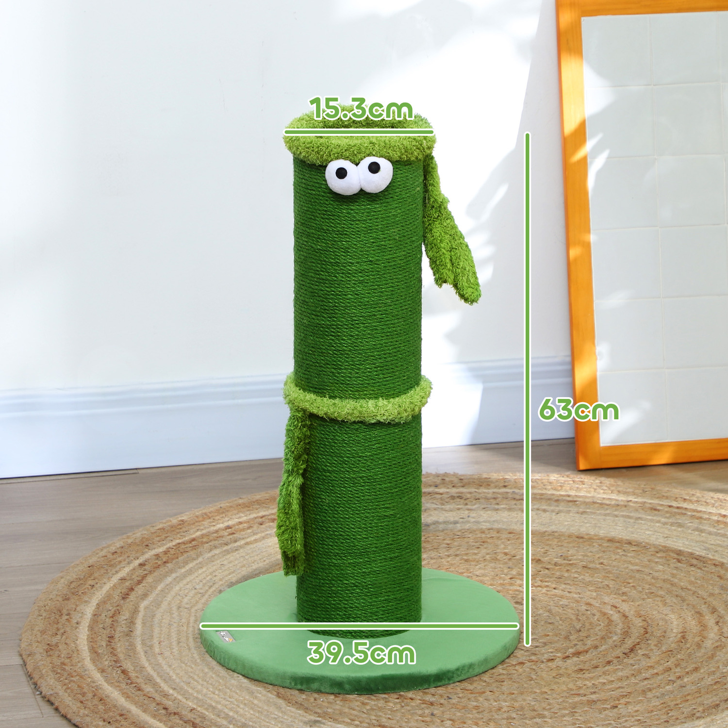 PawHut 63cm Cat Scratching Post for Indoor Cats with Sisal Rope Cover