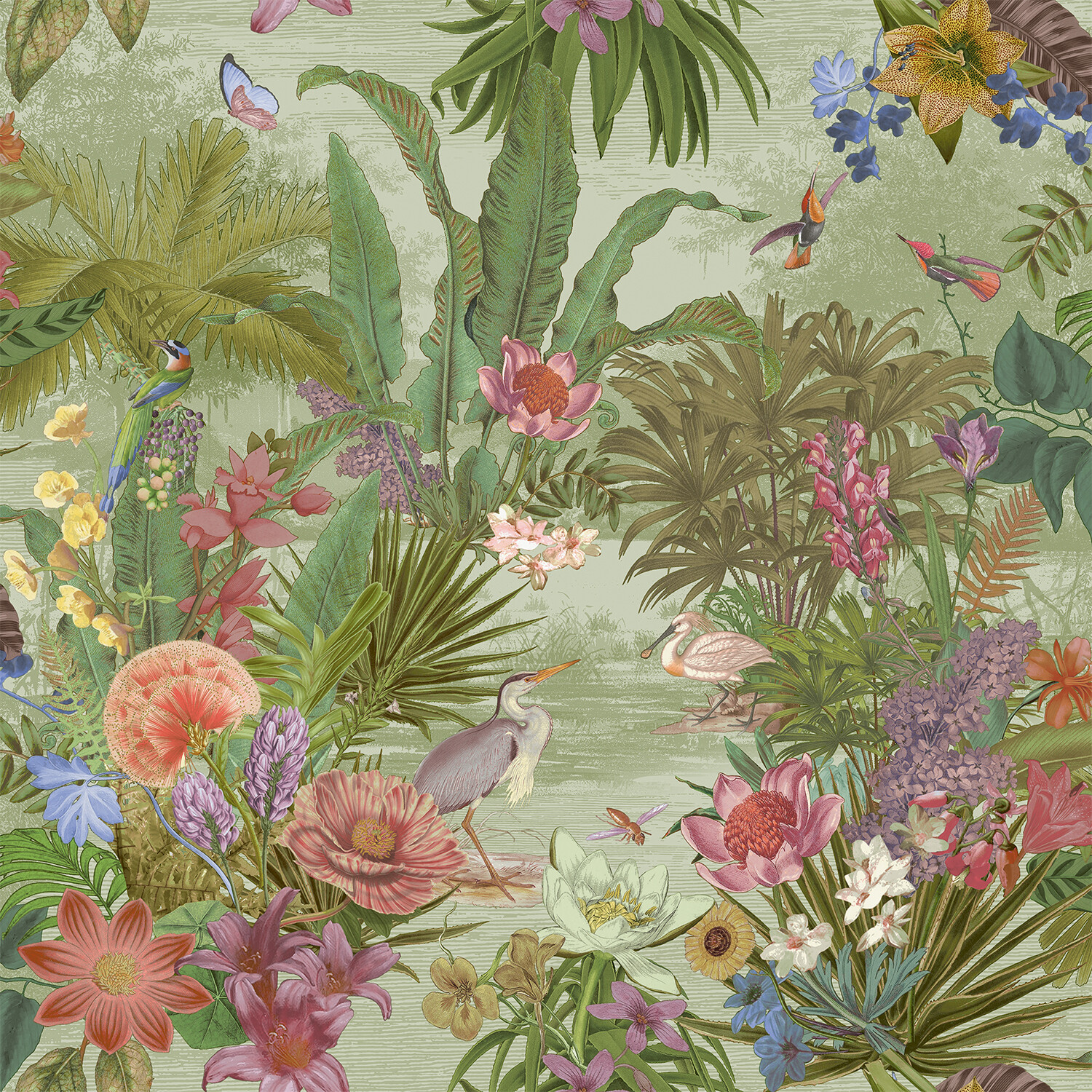 Floral Hall Green Wallpaper