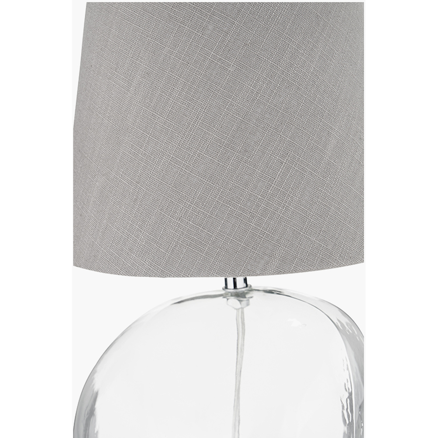 Neutral Clear Glass Table Lamp with Grey Shade