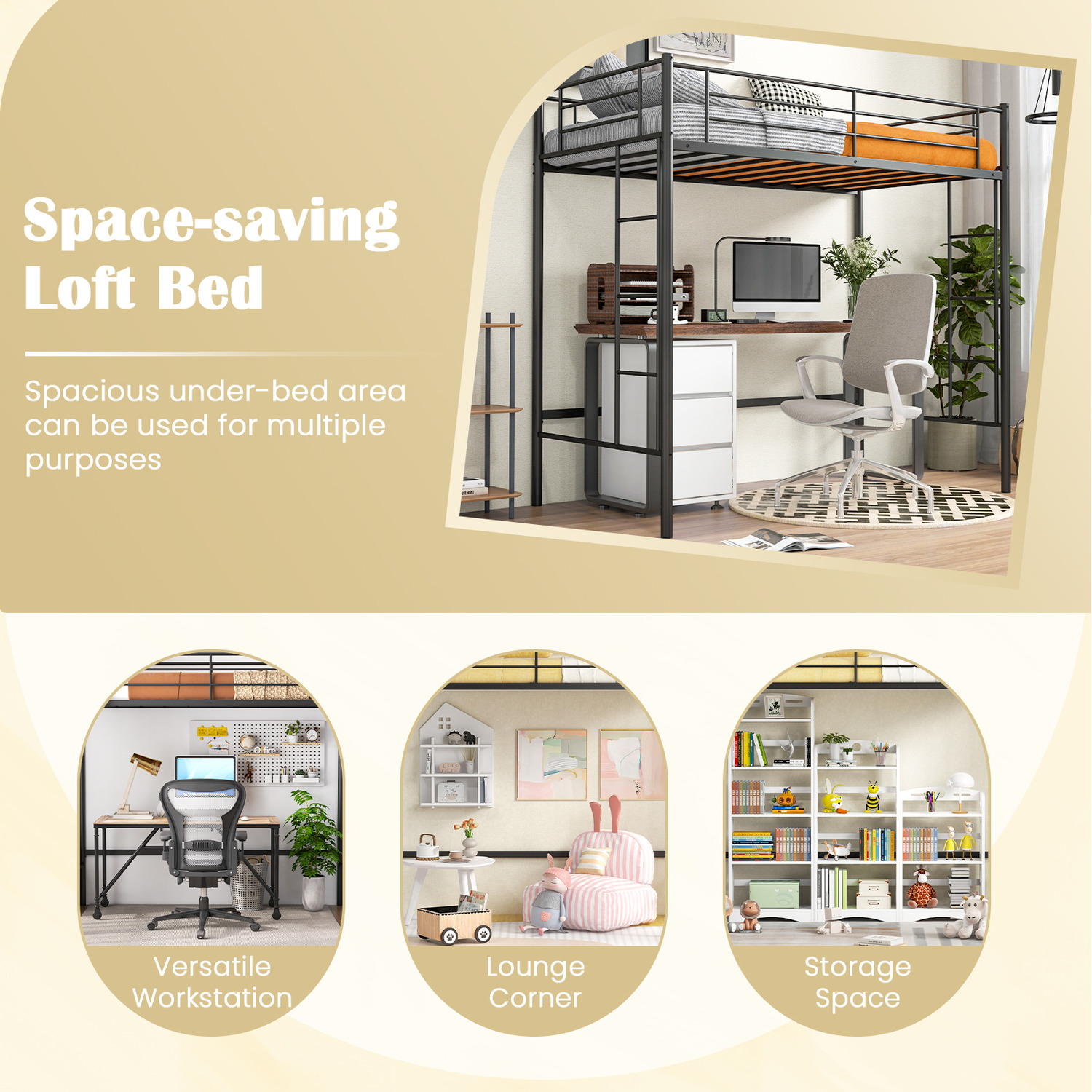 Space-saving Loft Bed Frame
