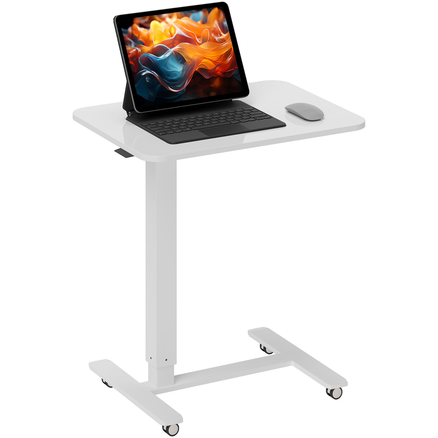 HOMCOM Height Adjustable Standing Desk with Wheels for Home Office