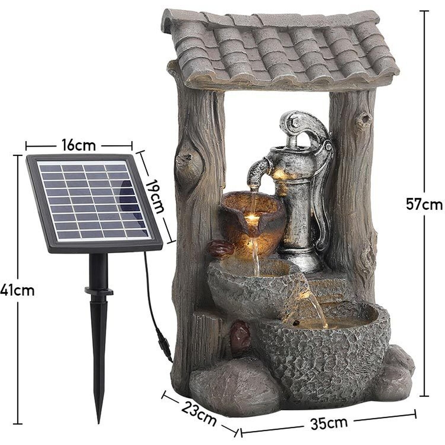 Solar Panel Faucet Stean Decor Water Pump LED Fountain