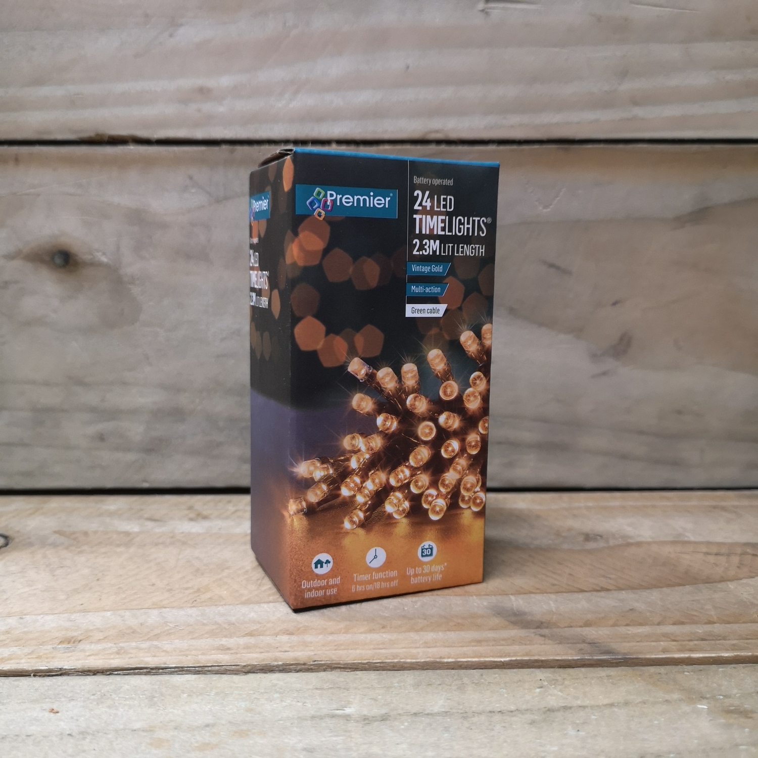 Premier 25 LED 2.3m Vintage Gold Christmas Lights with Timer