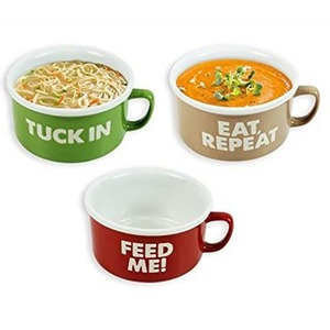 Set Of 3 Stoneware Soup Mugs