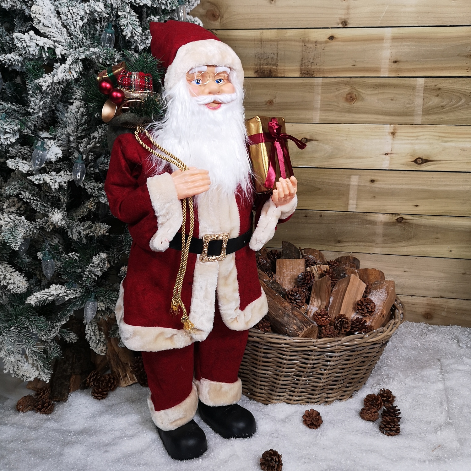 Luxury Standing Red Suit Santa Father Christmas Decoration