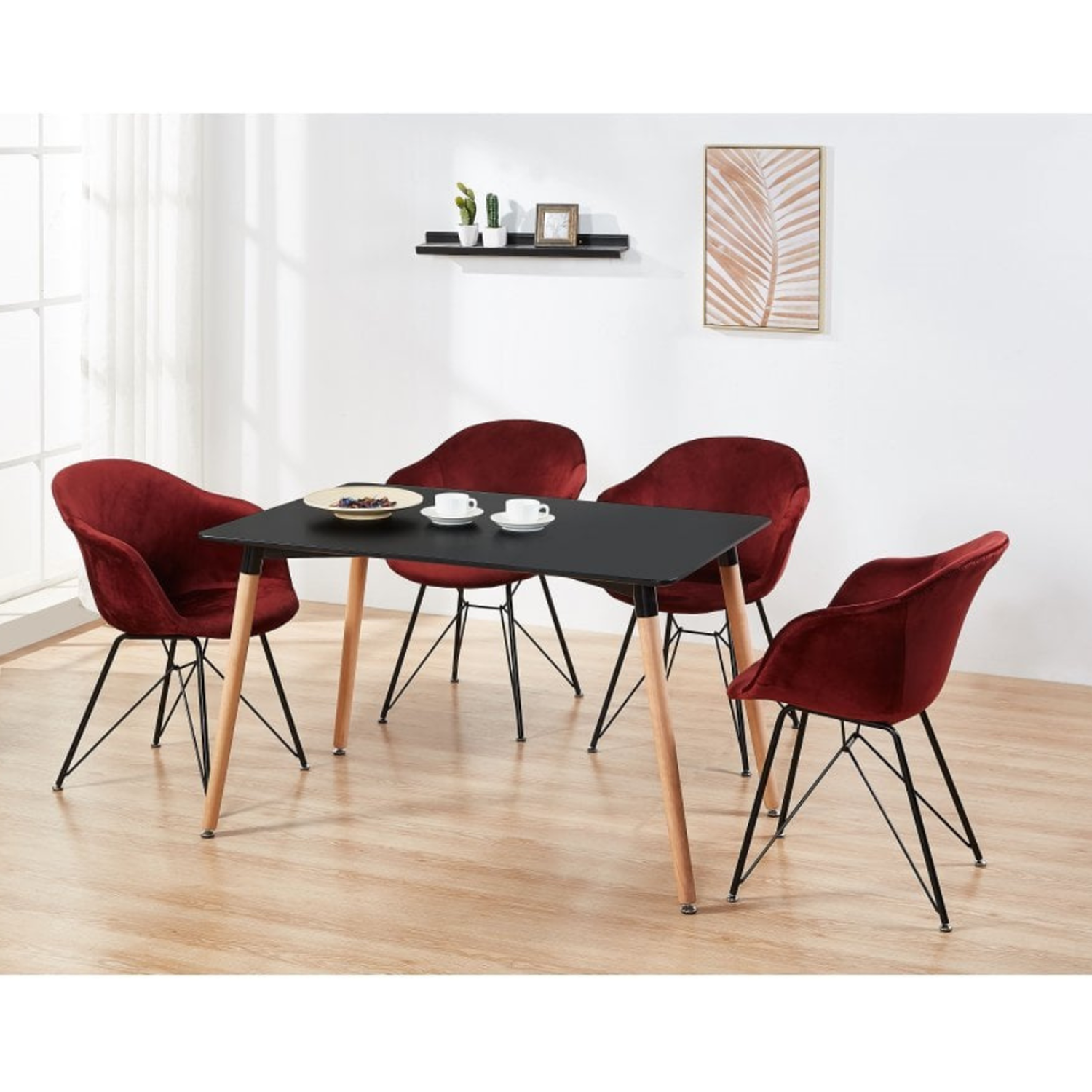 Valentina Halo Dining Set Includes a Table and Set of 4 Chairs