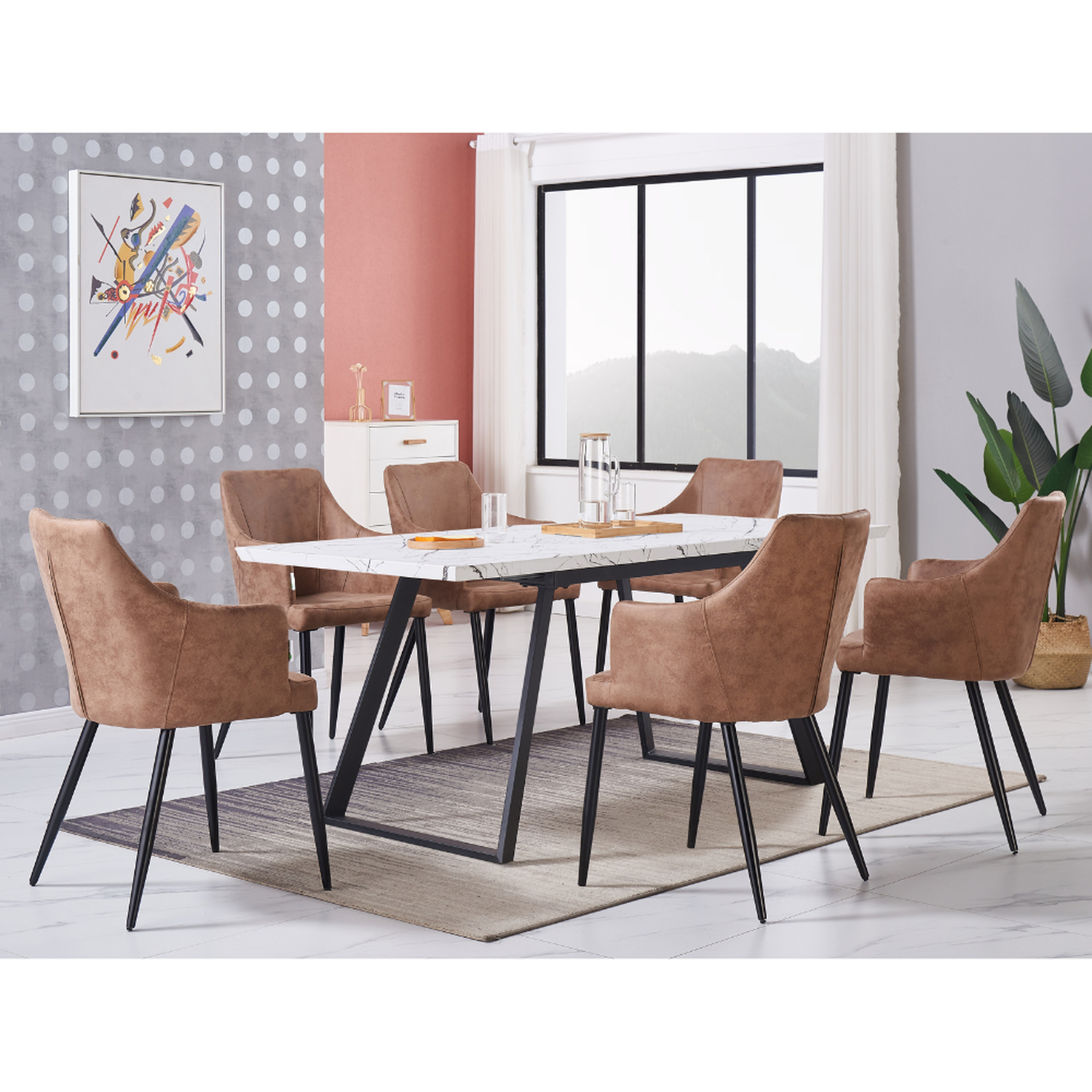 Zarah Toga LUX Dining Set Includes a Table and 6 Chairs