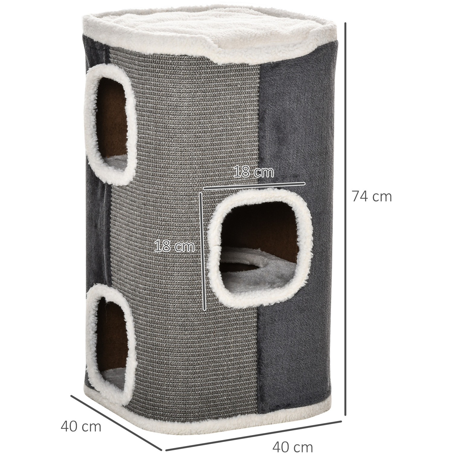 PawHut Cat Barrel Sisal Scratching Tree Tower D30 423V70GY