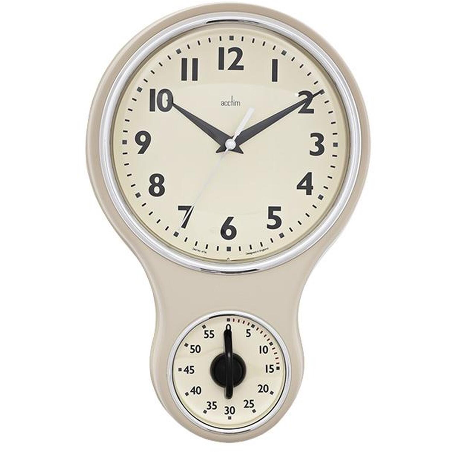 KitchenTime Retro Wall Clock with Timer
