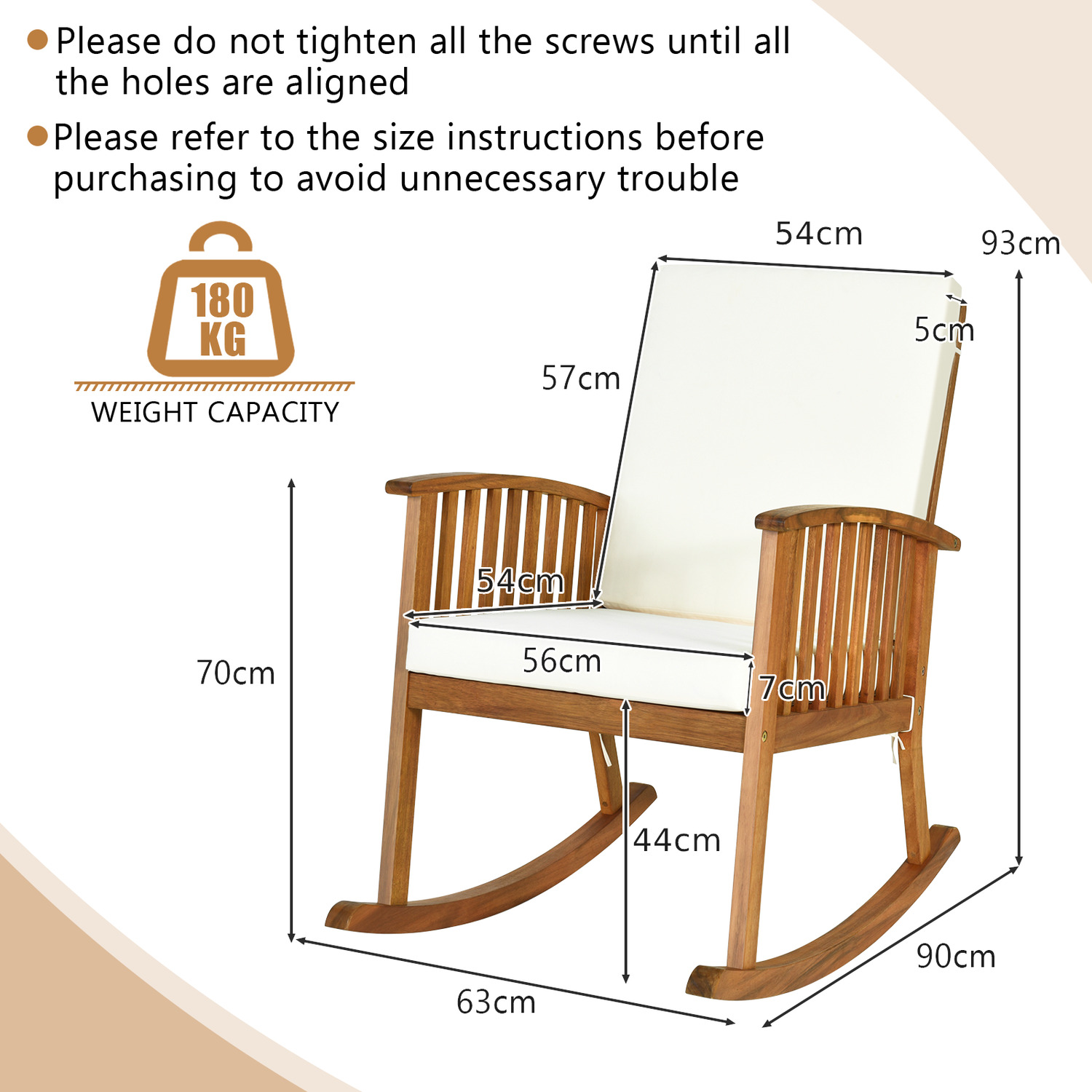 Patio Rocking Chair with Cushions