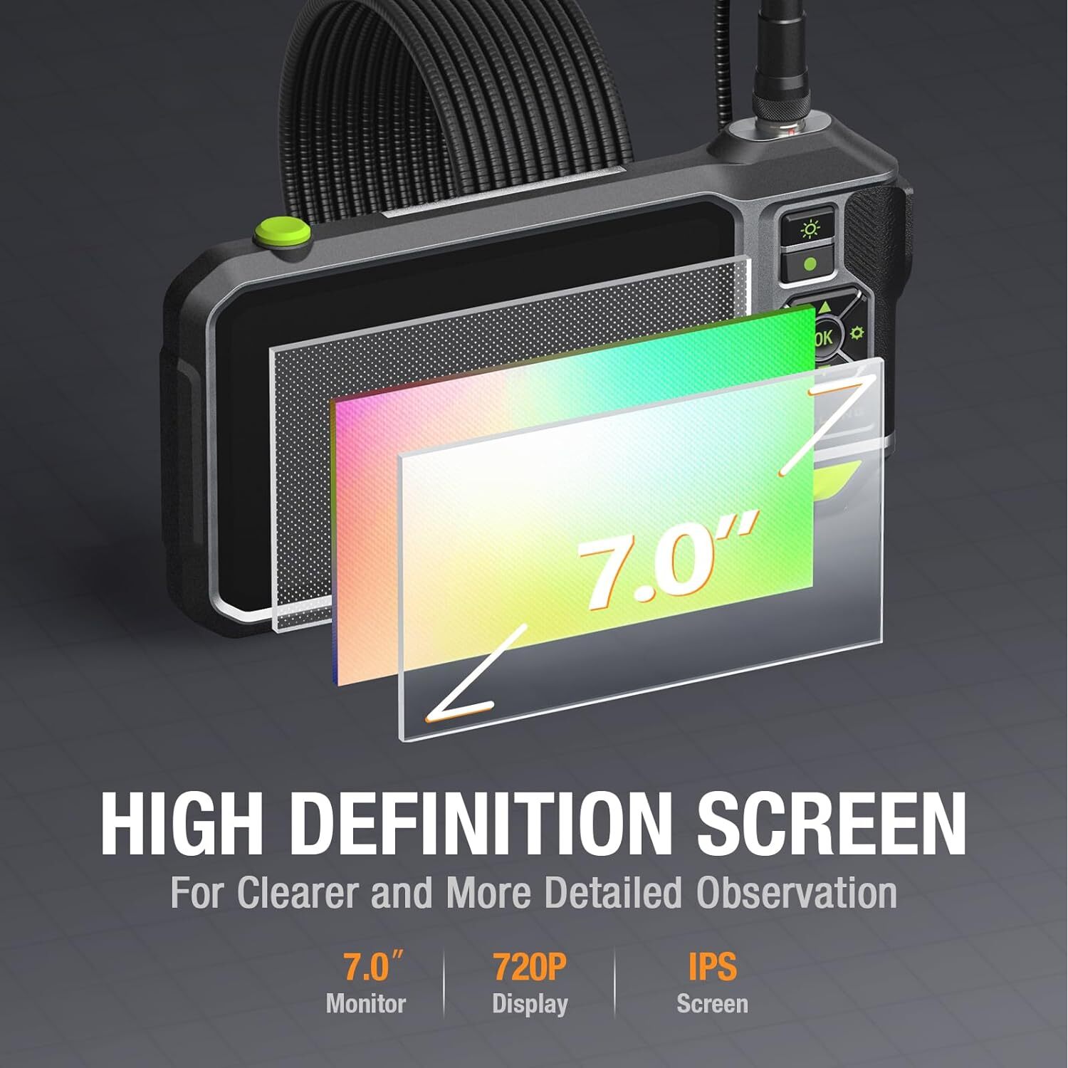5m Triple Lens Inspection Camera with 7inch Screen