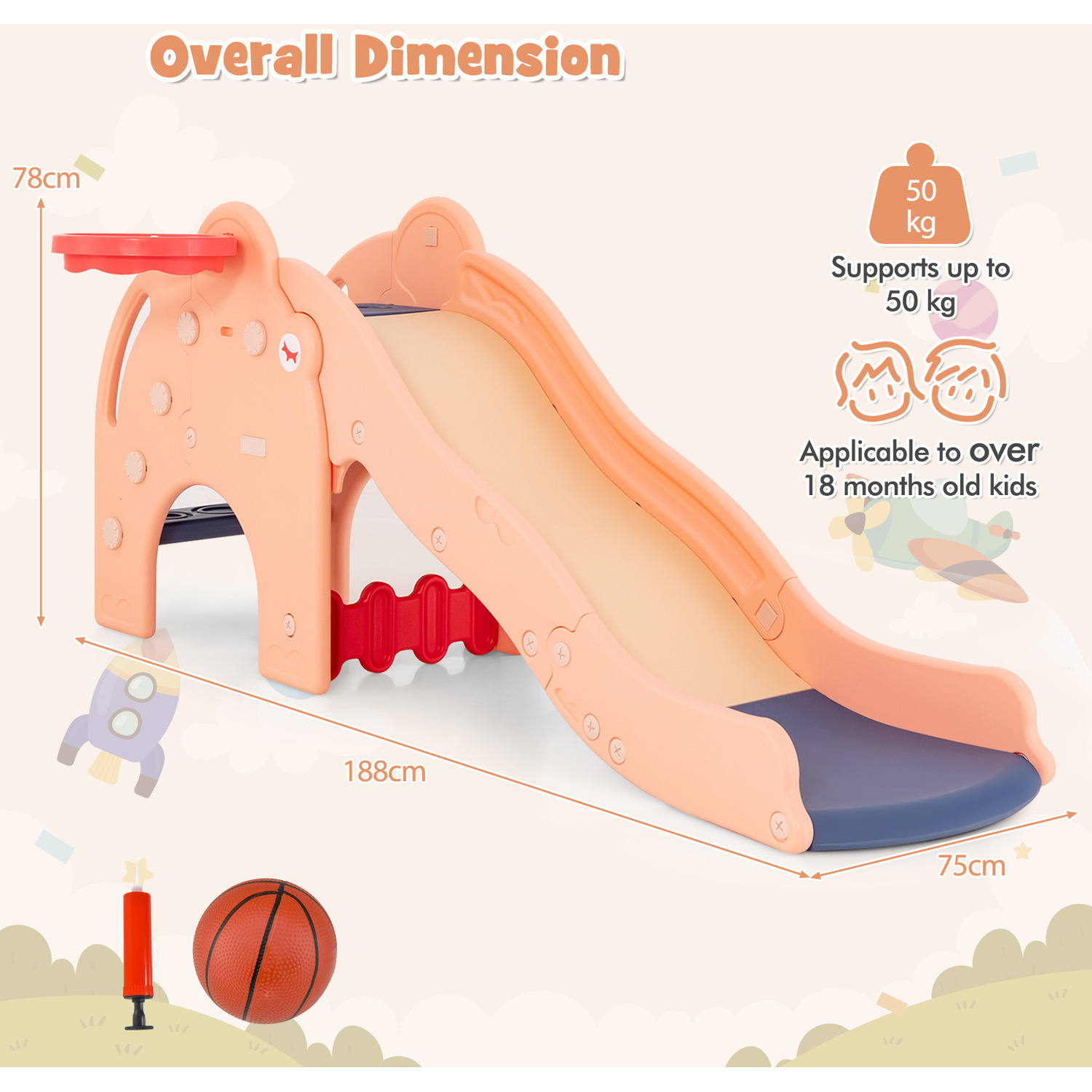 4-in-1 Kids Play Slide Toddler Slide Toy Set